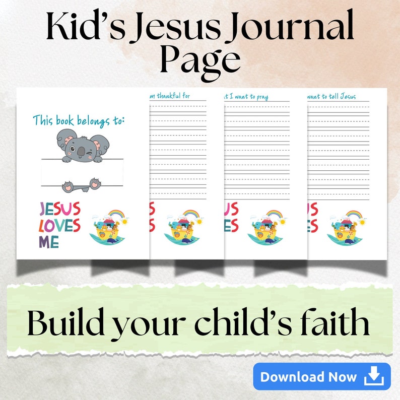 Printable Kid's Journal Pages Jesus Loves Me Journal for Children 8 ...