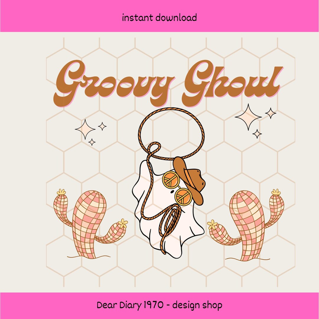 Groovy Boo Cowboy Ghoul Halloween Sublimation PNG Instant Download ...