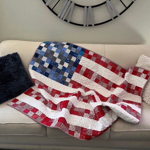 American Flag Quilt - Etsy