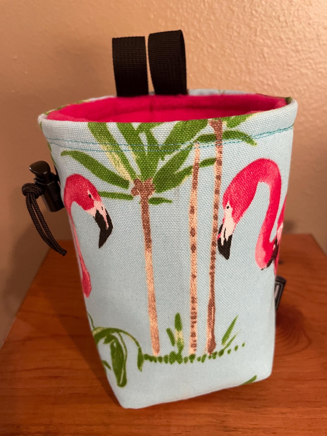 Tropical Flamingo and Palm Tree Chalk Bag for Rock Climbing - Etsy