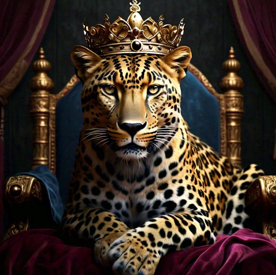 Royal Leopard Digital Art Print, Wall Art, Al Generated, Al Art ...