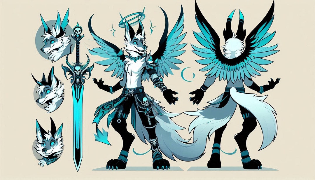 Fursona Angelic Blue Male Wolf Adoptable Furry Avatar Character ...
