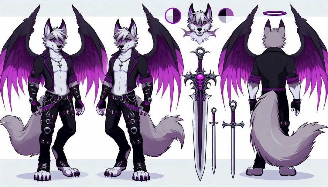 Fursona Hybrid Purple Male Wolf Adoptable Furry Avatar Character ...