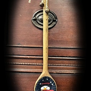 Wooden Spoon Snowman Wool Christmas Ornament Penny Rug - Etsy