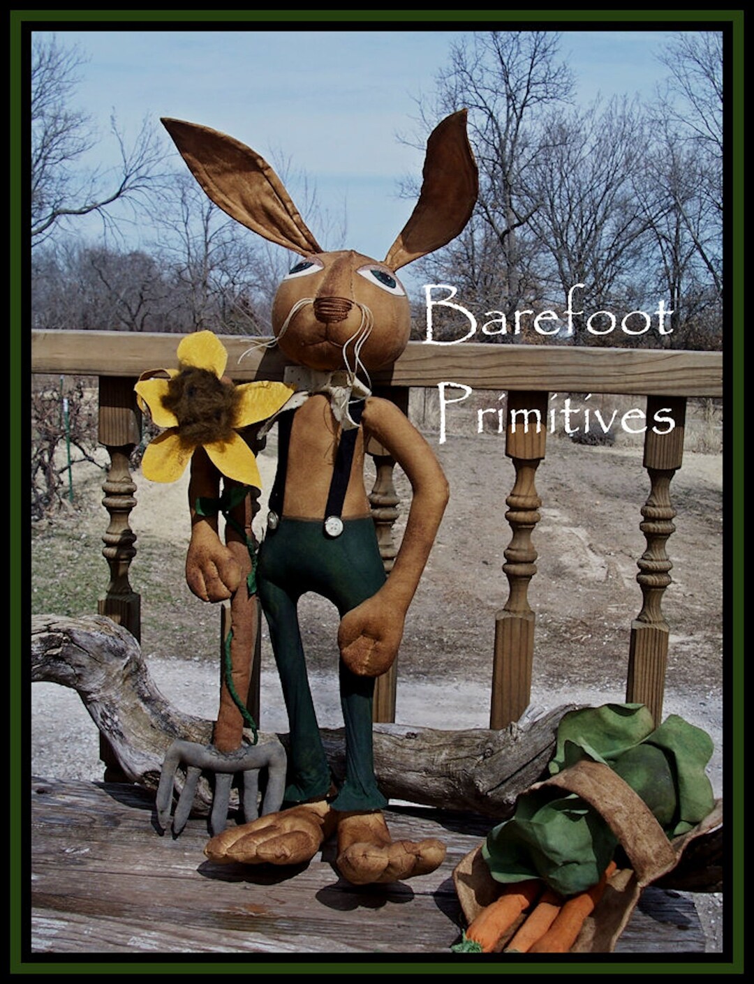 Bunny Rabbit Buster Standing Doll Carrot Cabbage Sunflower Basket ...