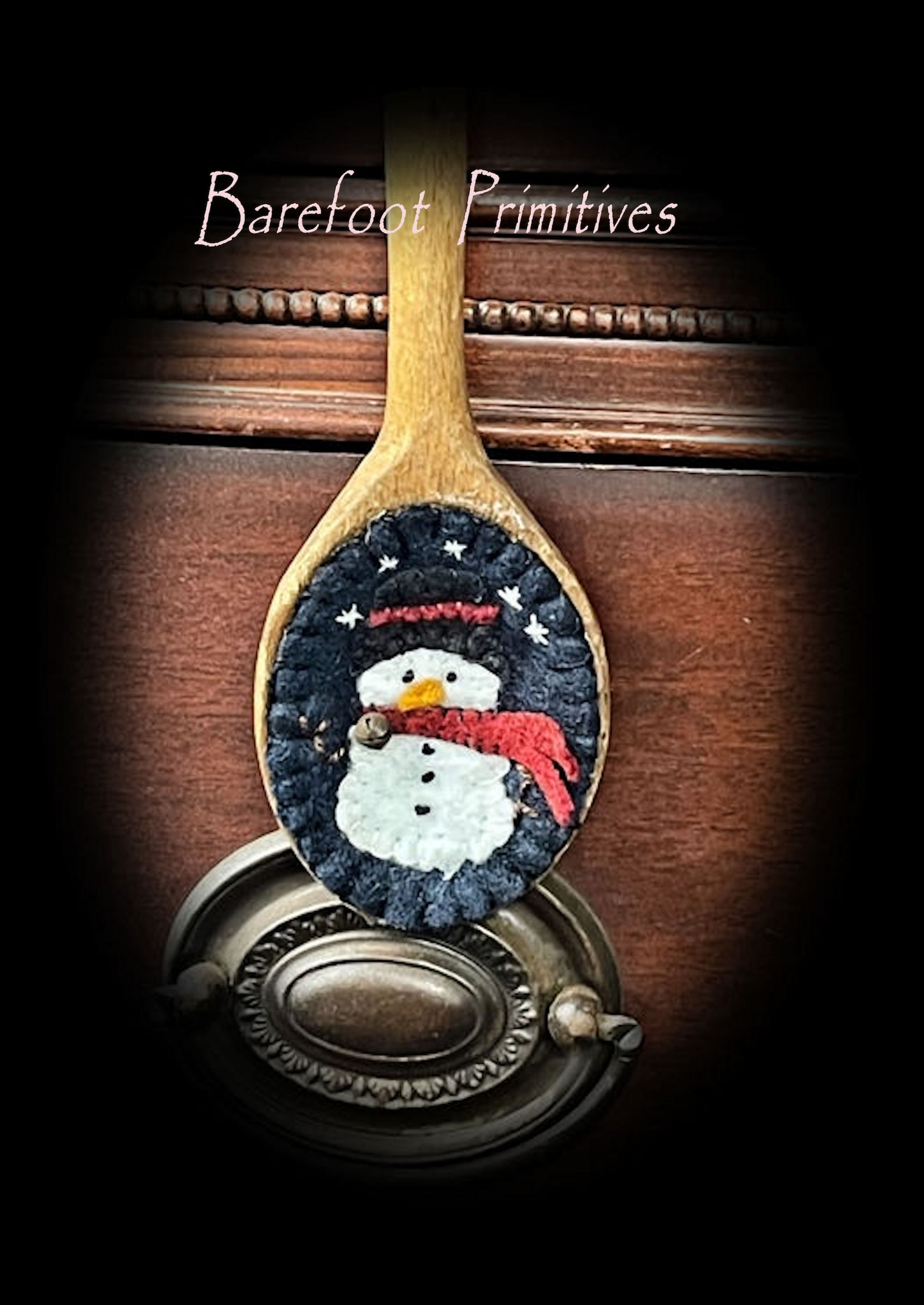 Wooden Spoon Snowman Wool Christmas Ornament Penny Rug - Etsy