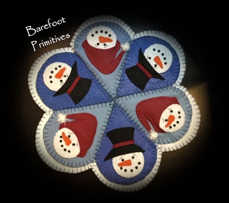 Snowman Penny Rug Candle Mat and Holder Winter Christmas Epattern - Etsy