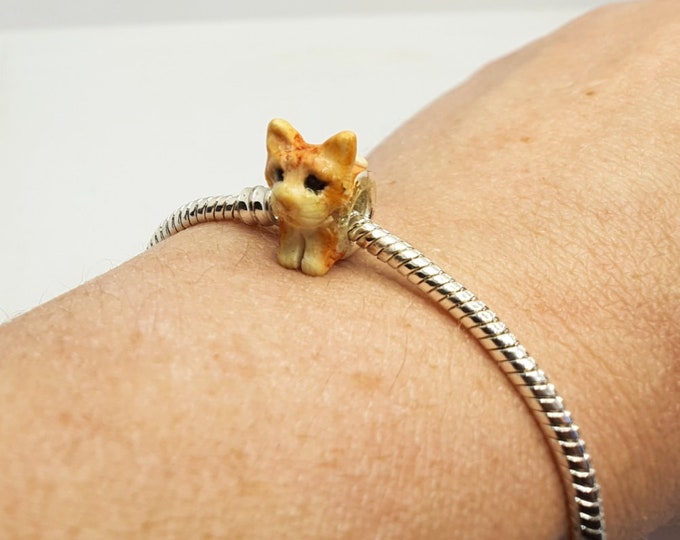 Ginger Tabby Cat Polymer Clay Charm Bead to Fit Pandora Bracelets - Etsy