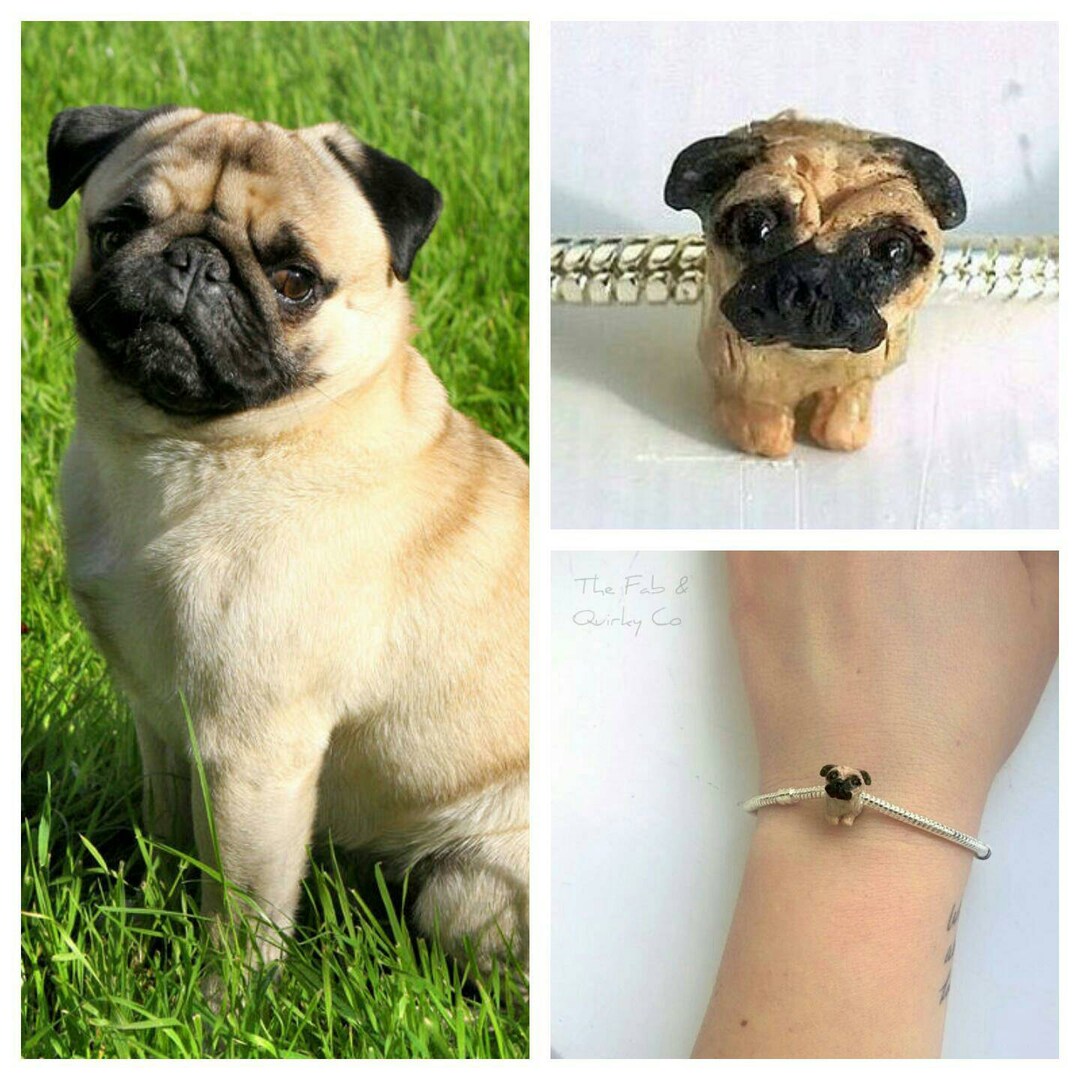Fawn Pug Polymer Clay Charm Bead to Fit Pandora Bracelets - Etsy UK