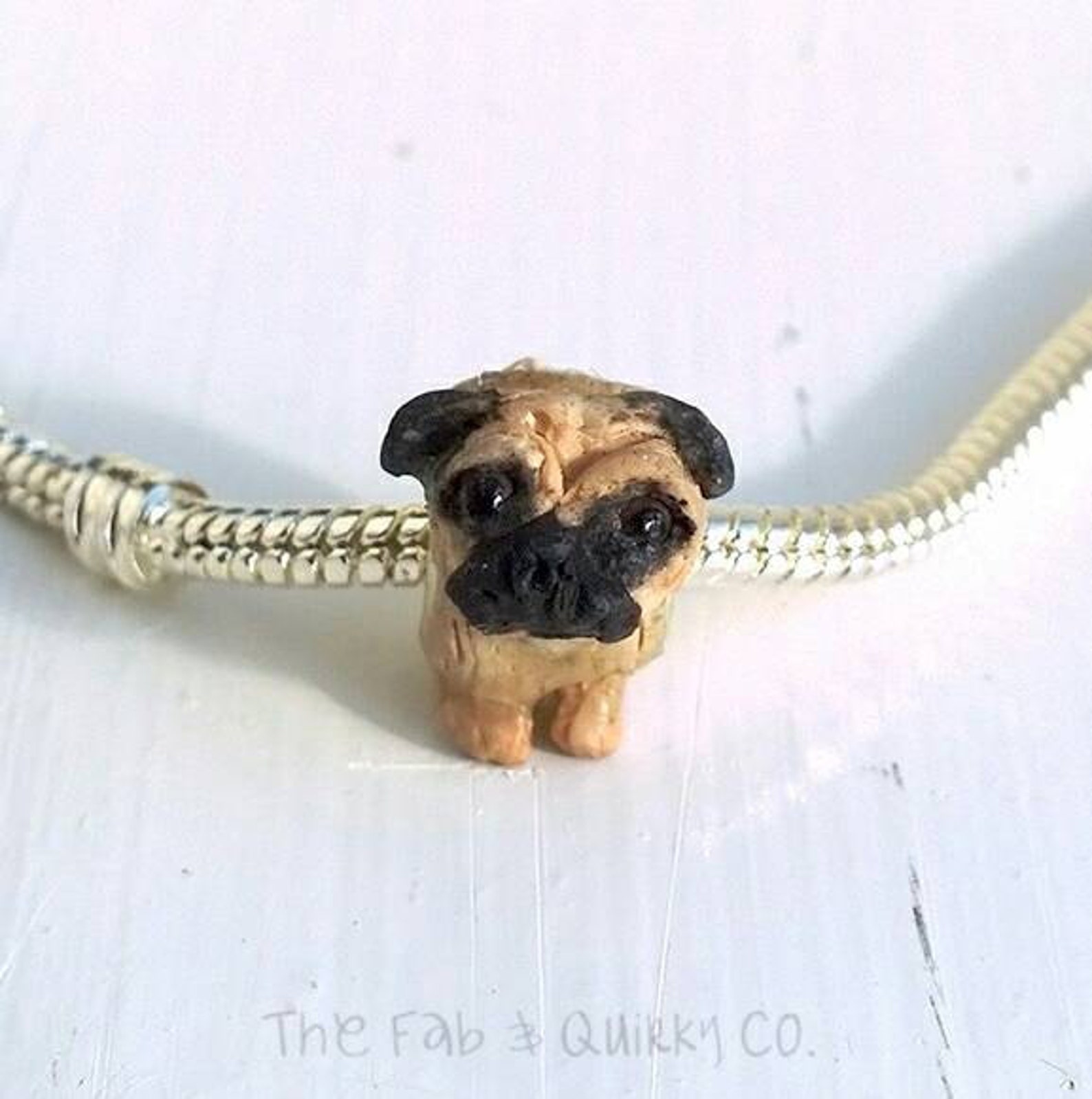 Fawn Pug Polymer Clay Charm Bead to Fit Pandora Bracelets - Etsy UK