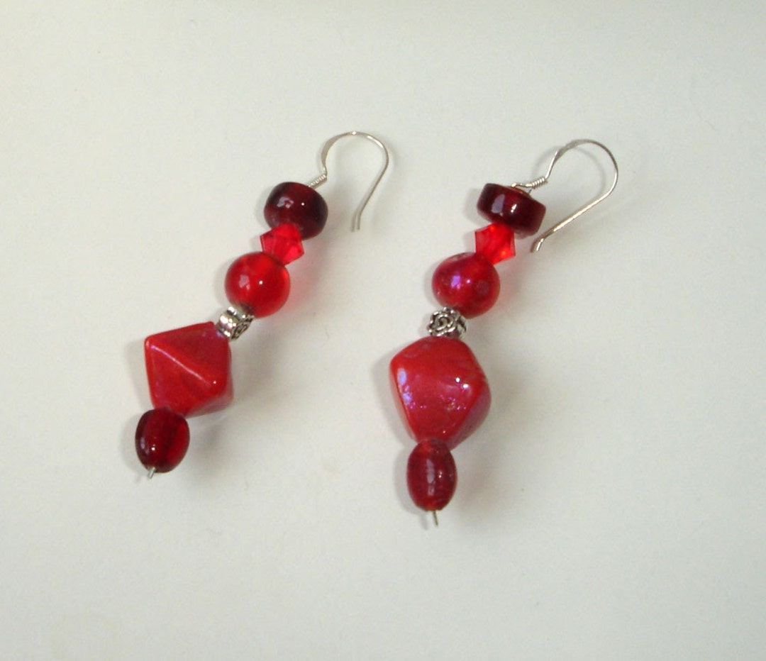 Red Glass Earrings - Etsy