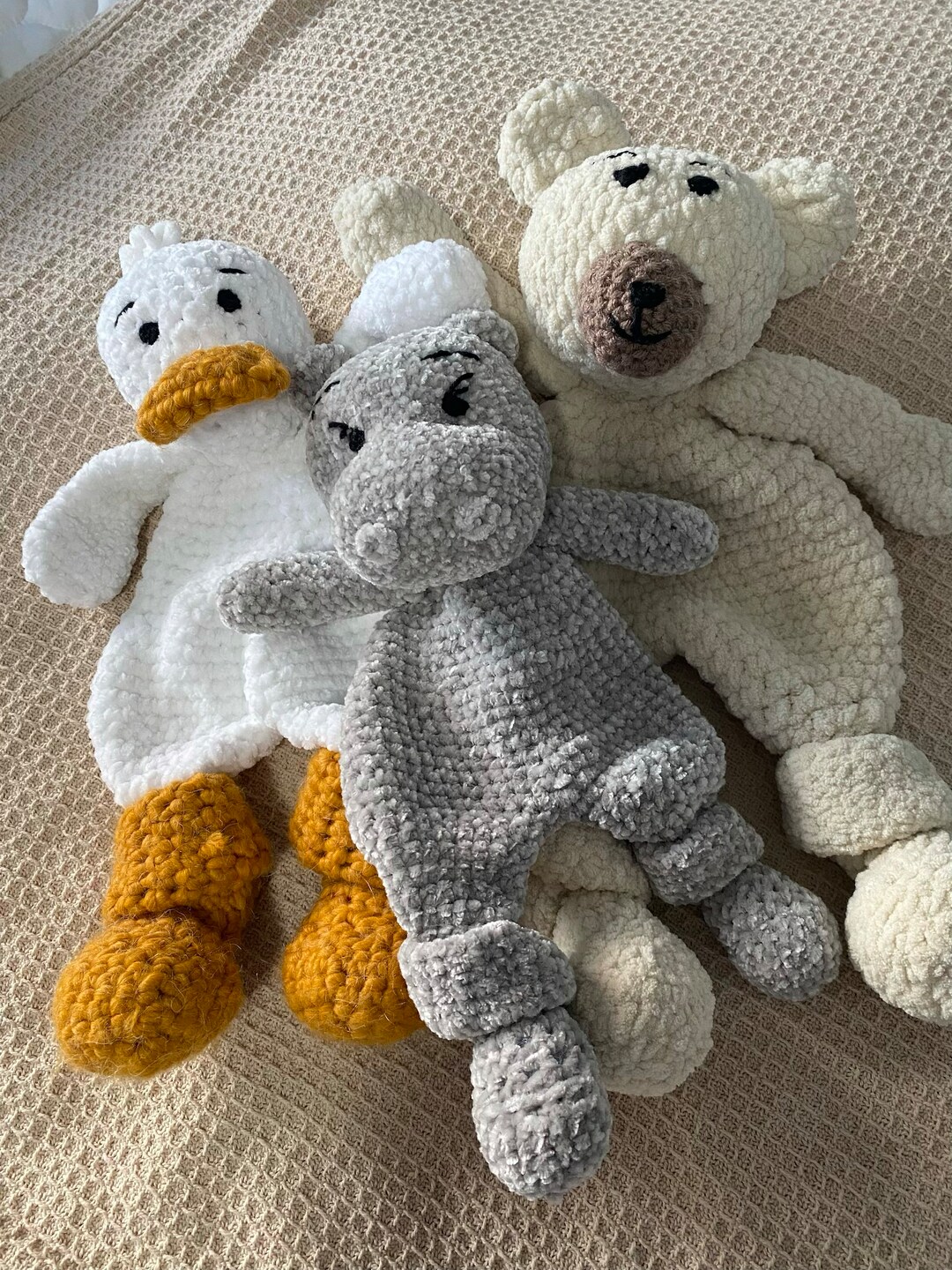 Animal Lovey Soft Plushie Crochet Toy Comforter Snuggler - Etsy