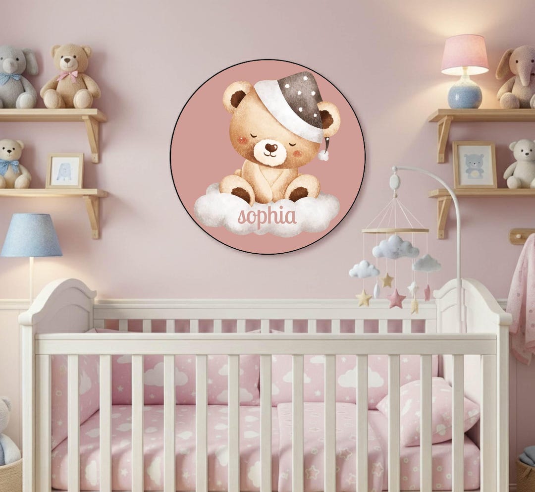 Personalized Teddy Bear Wooden Sign, Custom Nursery Name Sign, Baby ...