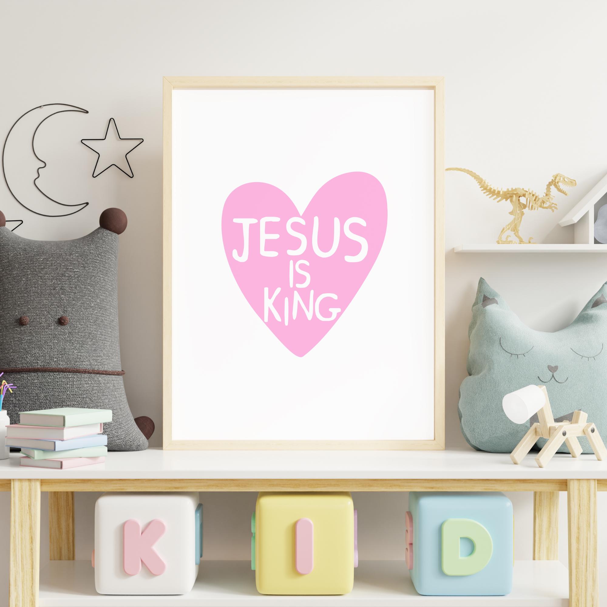 Jesus is King Wall Art | Pink Christian Print | Bible Verse ...