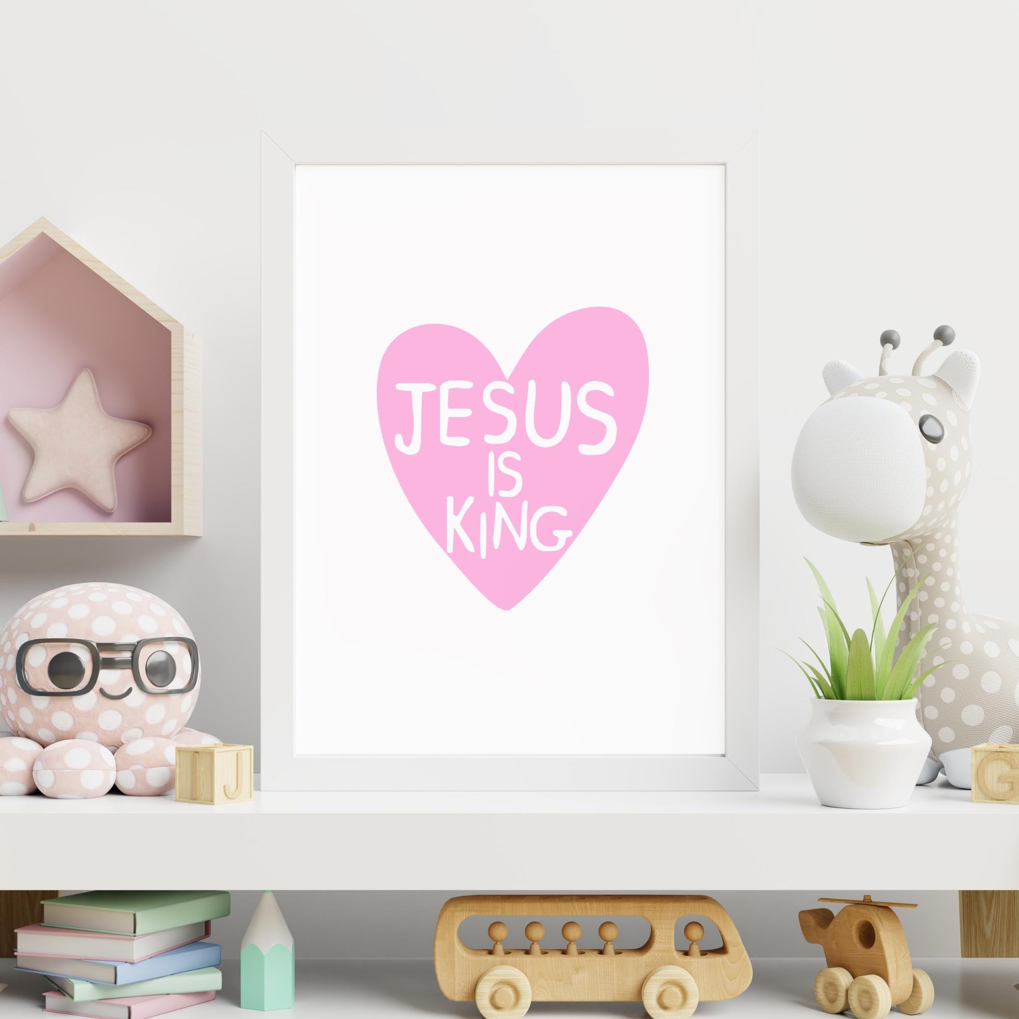 Jesus is King Wall Art | Pink Christian Print | Bible Verse ...