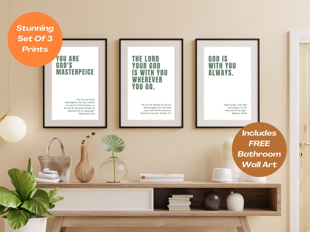 Scripture Wall Art Set of 3, With You Always Wherever You Go God's ...