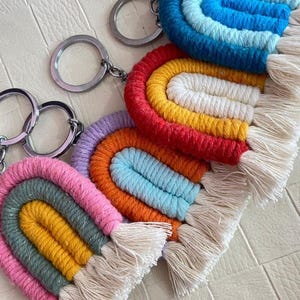 Boho Rainbow Tassel Keychain, Cotton Macrame Bag Charms, Backpack ...