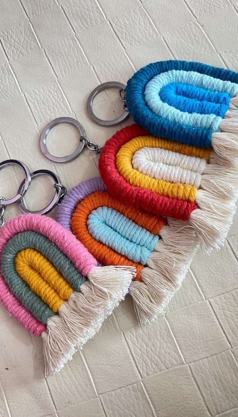 Boho Rainbow Tassel Keychain, Cotton Macrame Bag Charms, Backpack ...