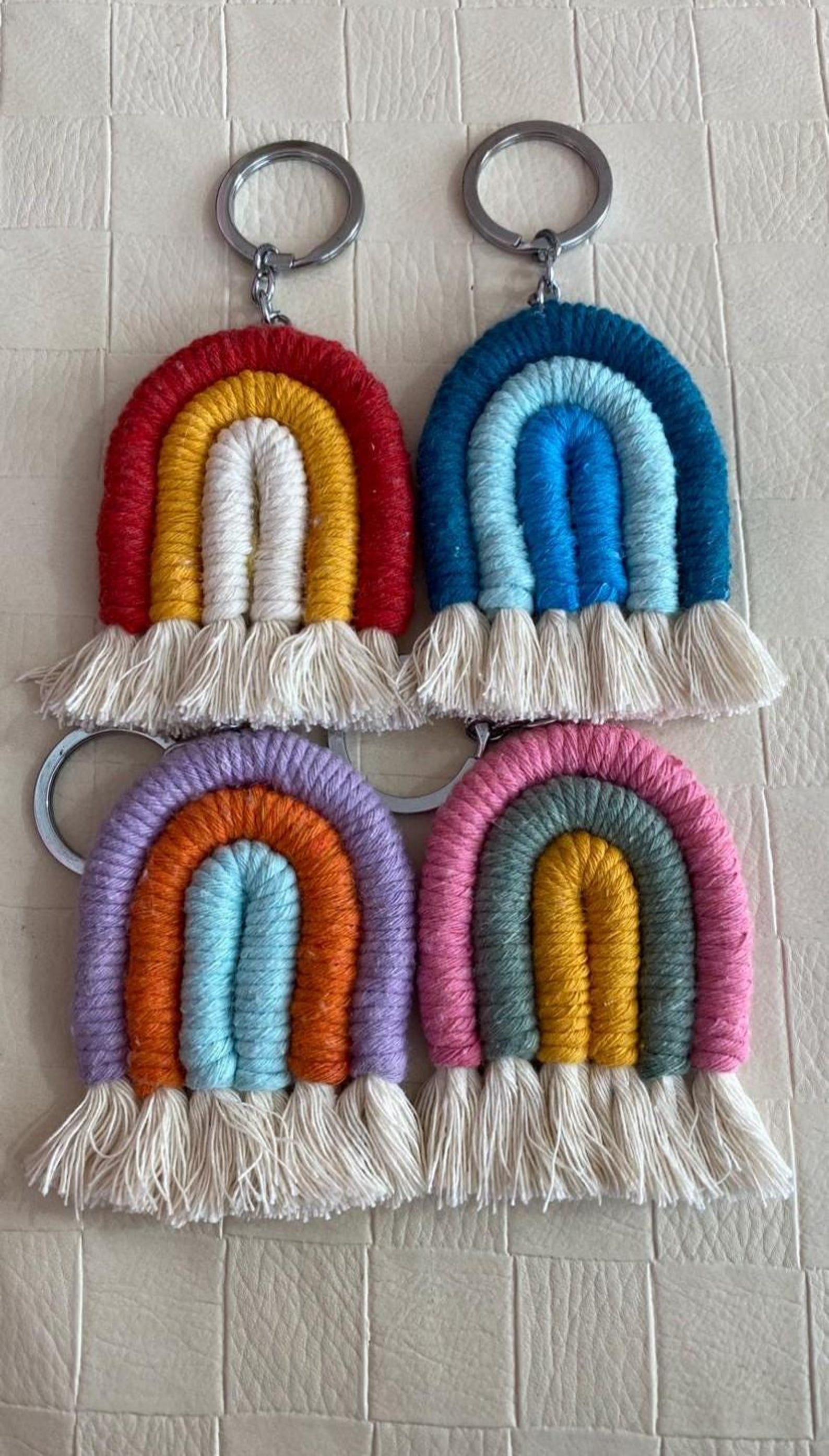 Boho Rainbow Tassel Keychain, Cotton Macrame Bag Charms, Backpack ...