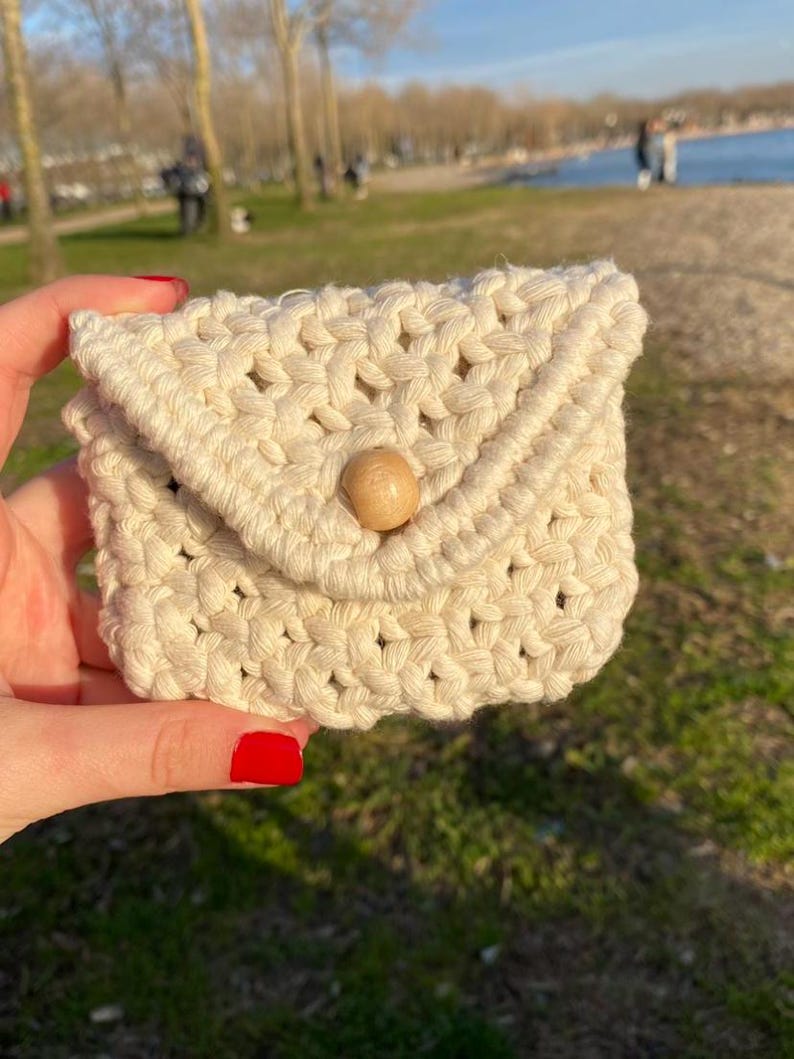 Handmade Macrame Wallet, Mini Knit Clutch Bag, Cute Coin Purse, Boho ...