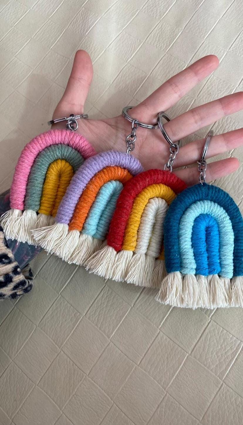 Boho Rainbow Tassel Keychain, Cotton Macrame Bag Charms, Backpack ...