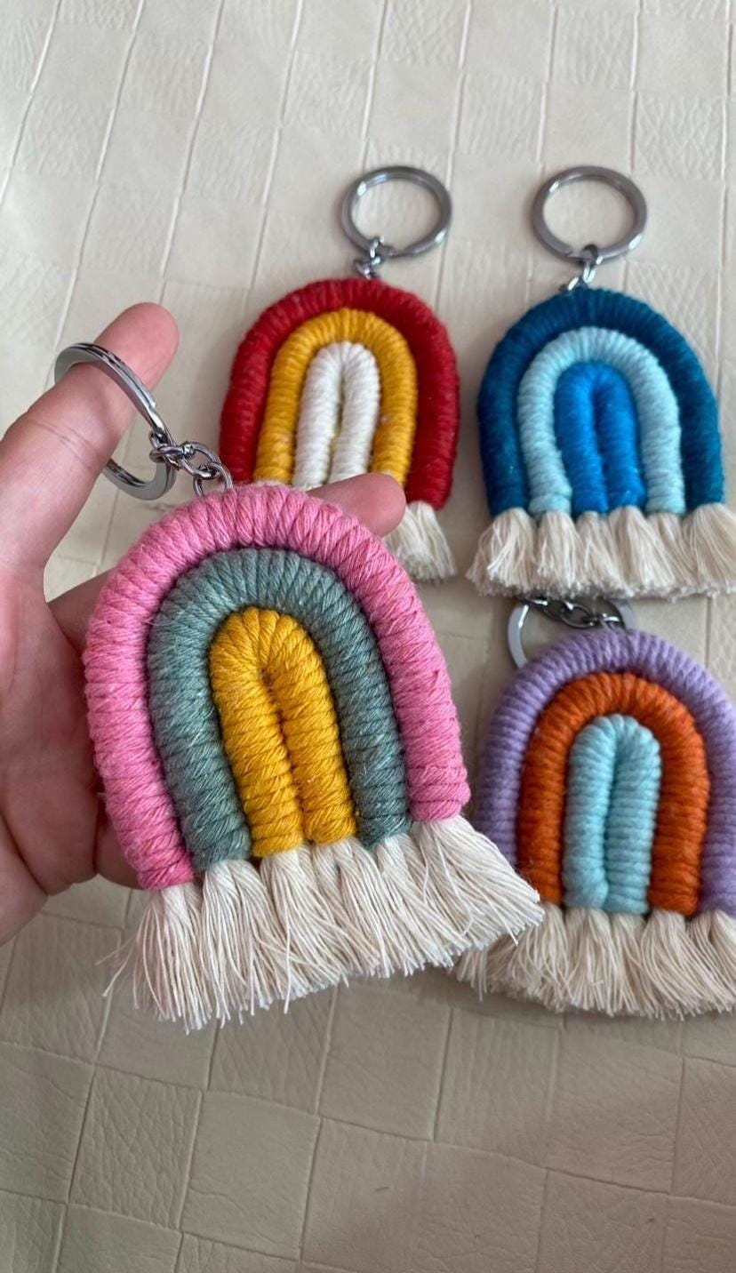 Boho Rainbow Tassel Keychain, Cotton Macrame Bag Charms, Backpack ...