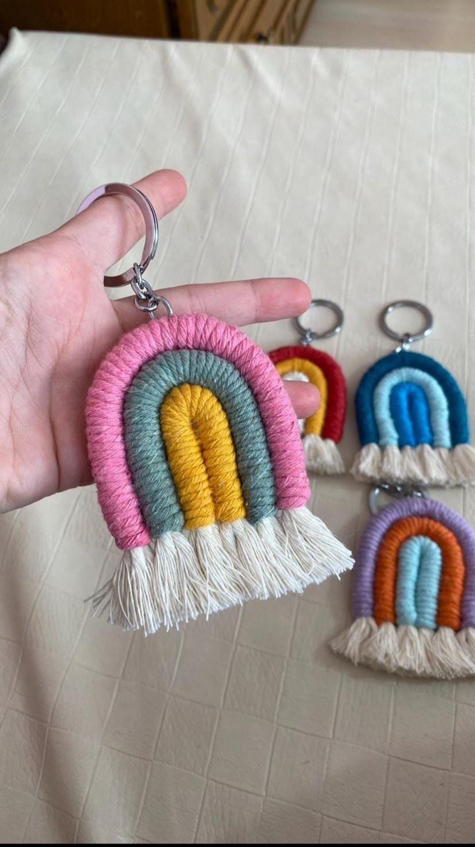Boho Rainbow Tassel Keychain, Cotton Macrame Bag Charms, Backpack ...