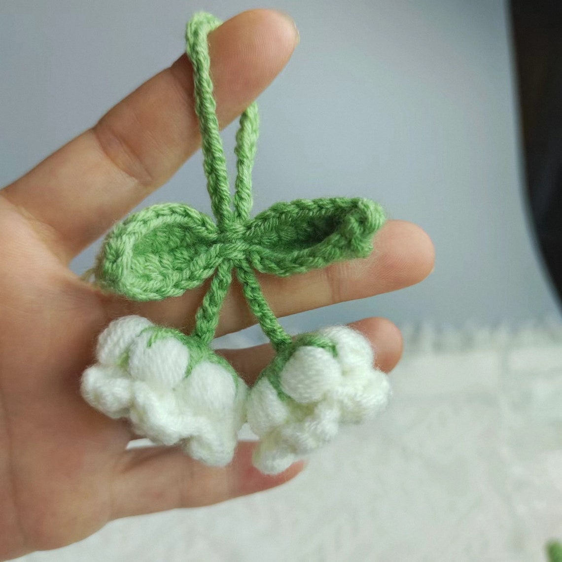 Pink Lily of the Valley Keychain, Woven Keychain, Red, White, Blue ...