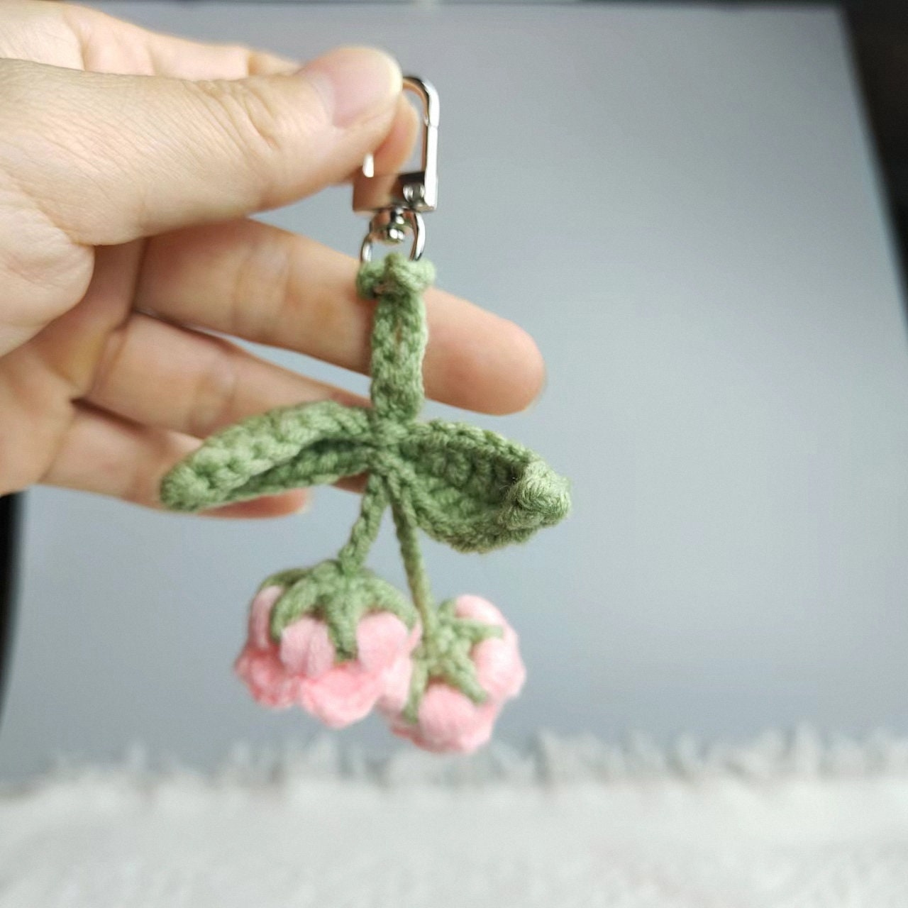 Pink Lily of the Valley Keychain, Woven Keychain, Red, White, Blue ...