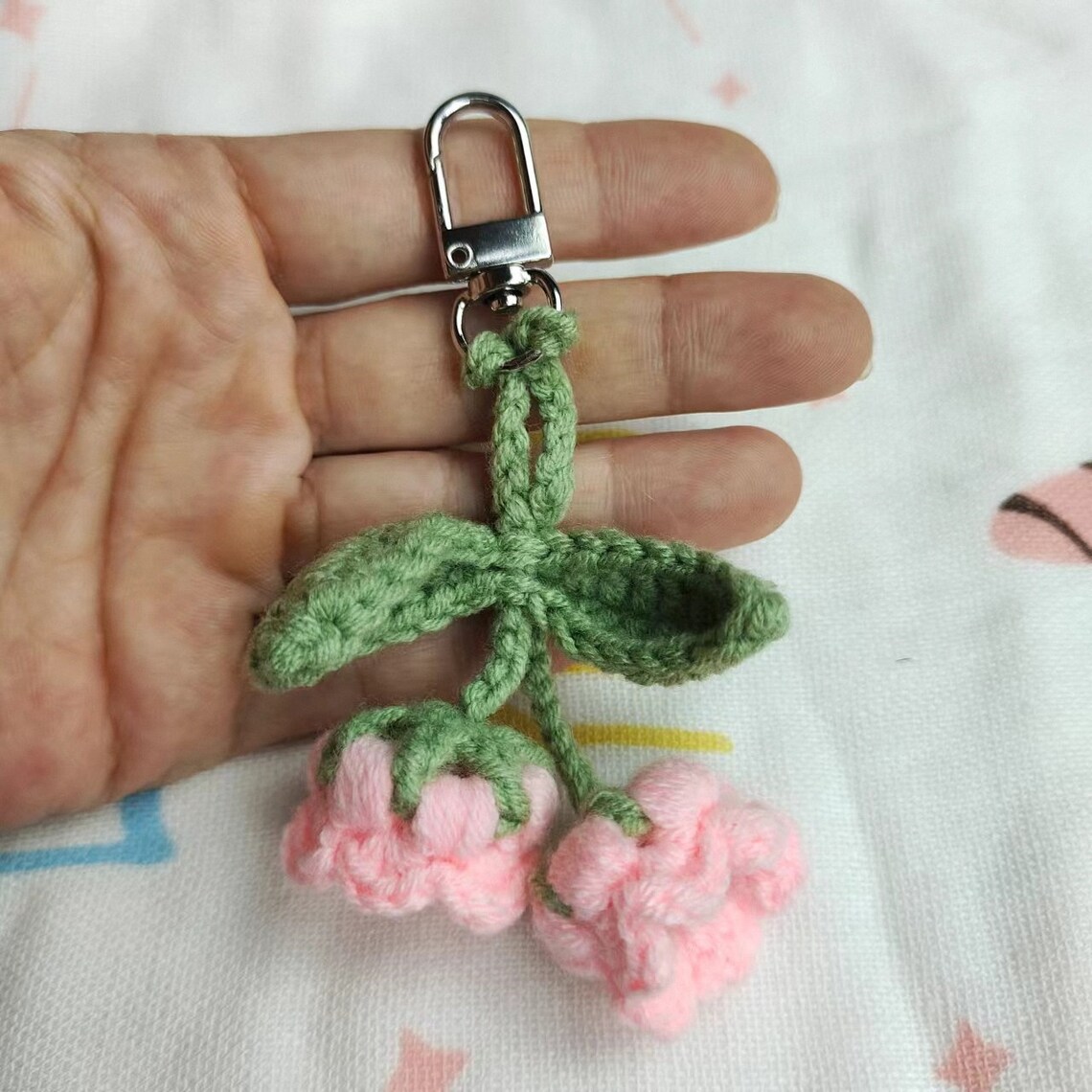 Pink Lily of the Valley Keychain, Woven Keychain, Red, White, Blue ...