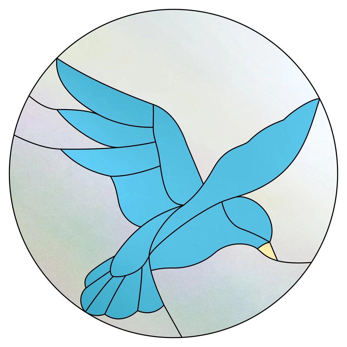 Flying Blue Bird, Round Frame, Stained Glass Pattern, - Etsy