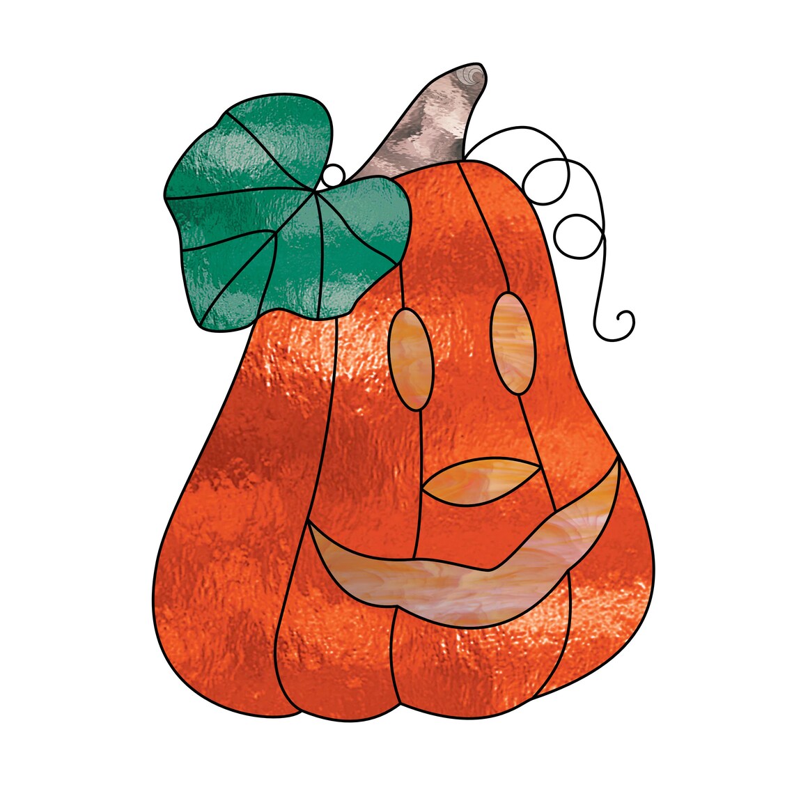 Wonky Jack O'lantern With a Big Smile. Stained Glass Pattern for ...