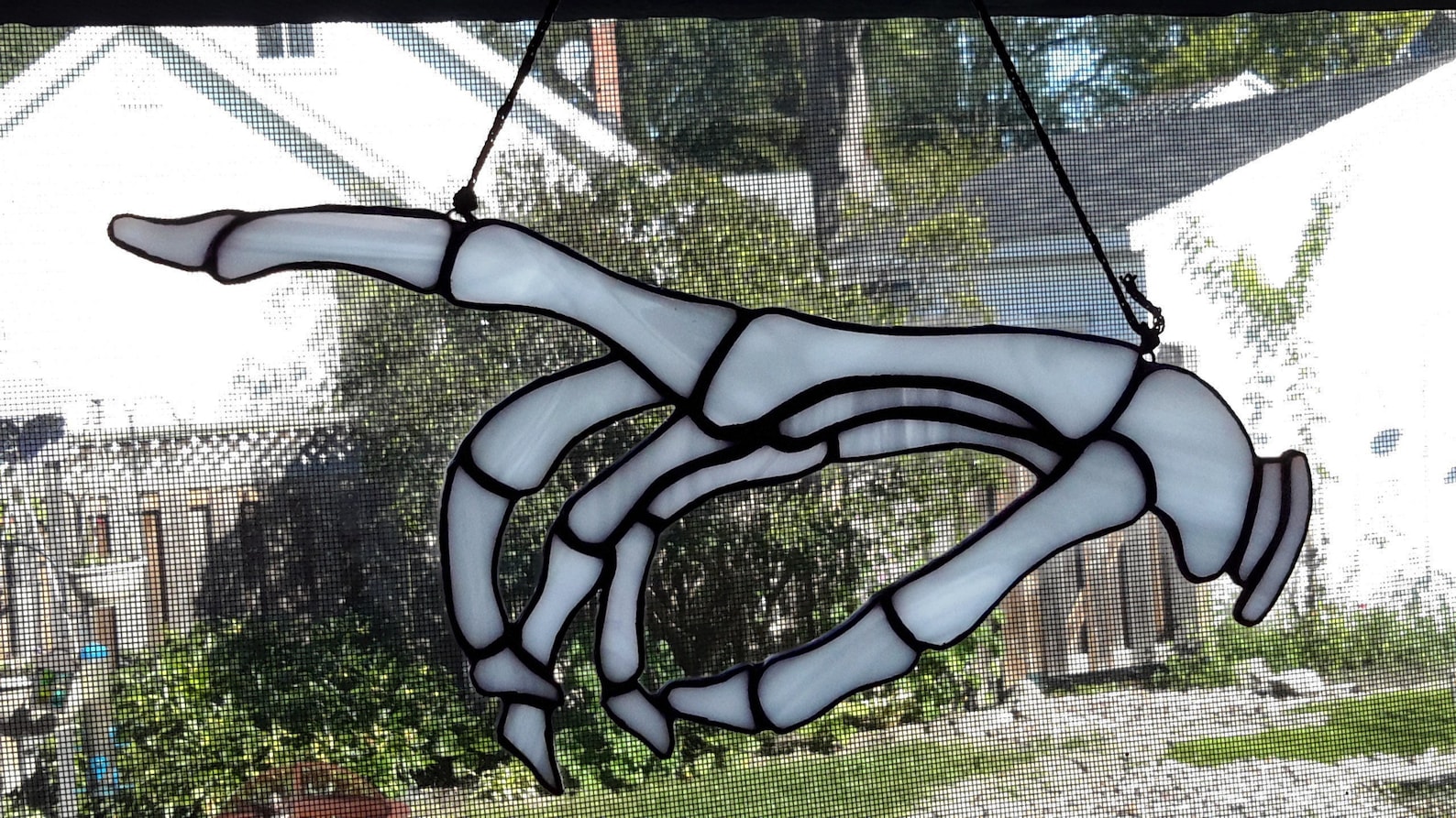 Skeleton Hand Stained Glass Pattern. Halloween Art for Halloween and ...