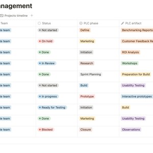 Projectpulse Project Management Notion Template - Product Life Cycle ...