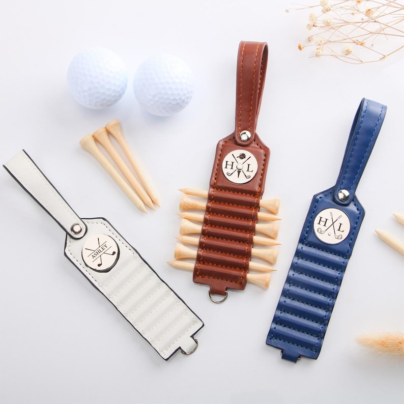 Personalised Leather Golf Tee Bag Tag, Golf Tees Holder, Golf Accessory ...
