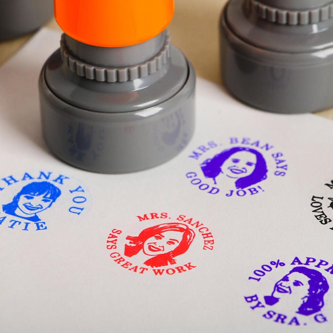 Teacher Stamp, Personalized Teacher Stamp, Teacher Face Stamp, Self Ink ...
