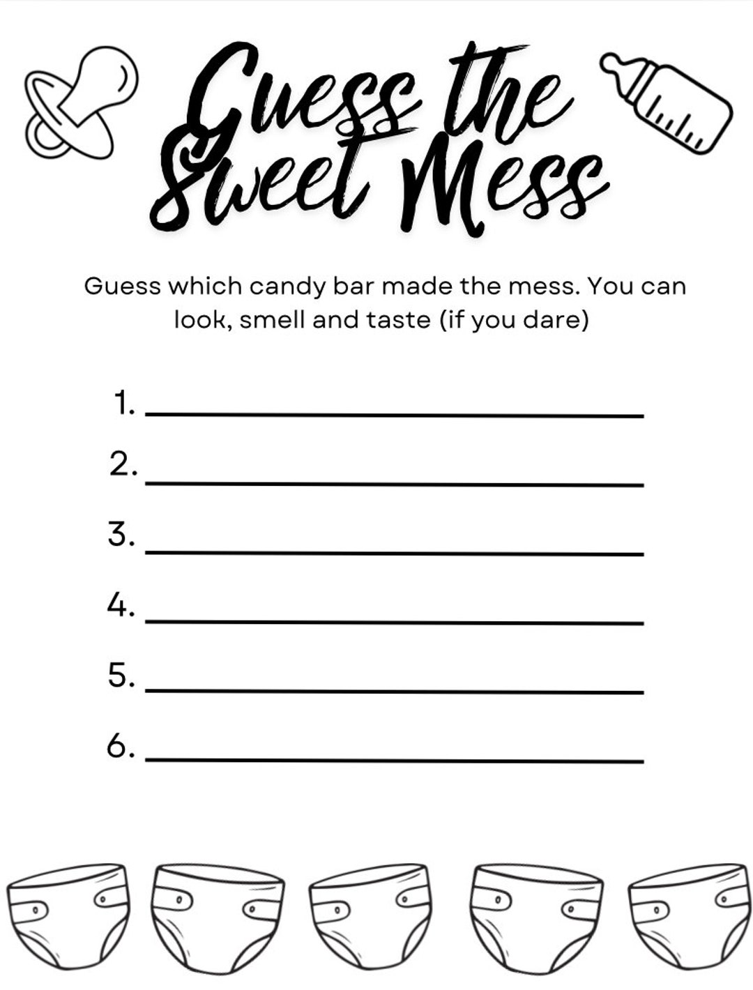 Guess the Smelly Diaper Game - Fun Baby Shower Activity! - Etsy