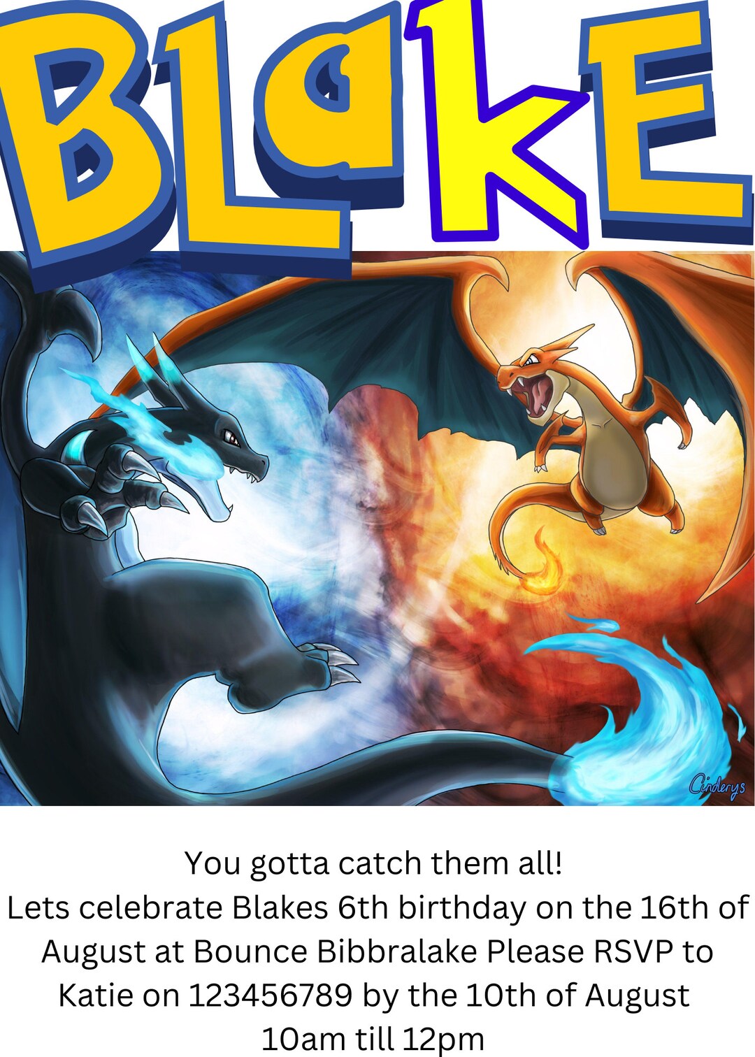 Editable Charizard/pokemon Invitation - Etsy