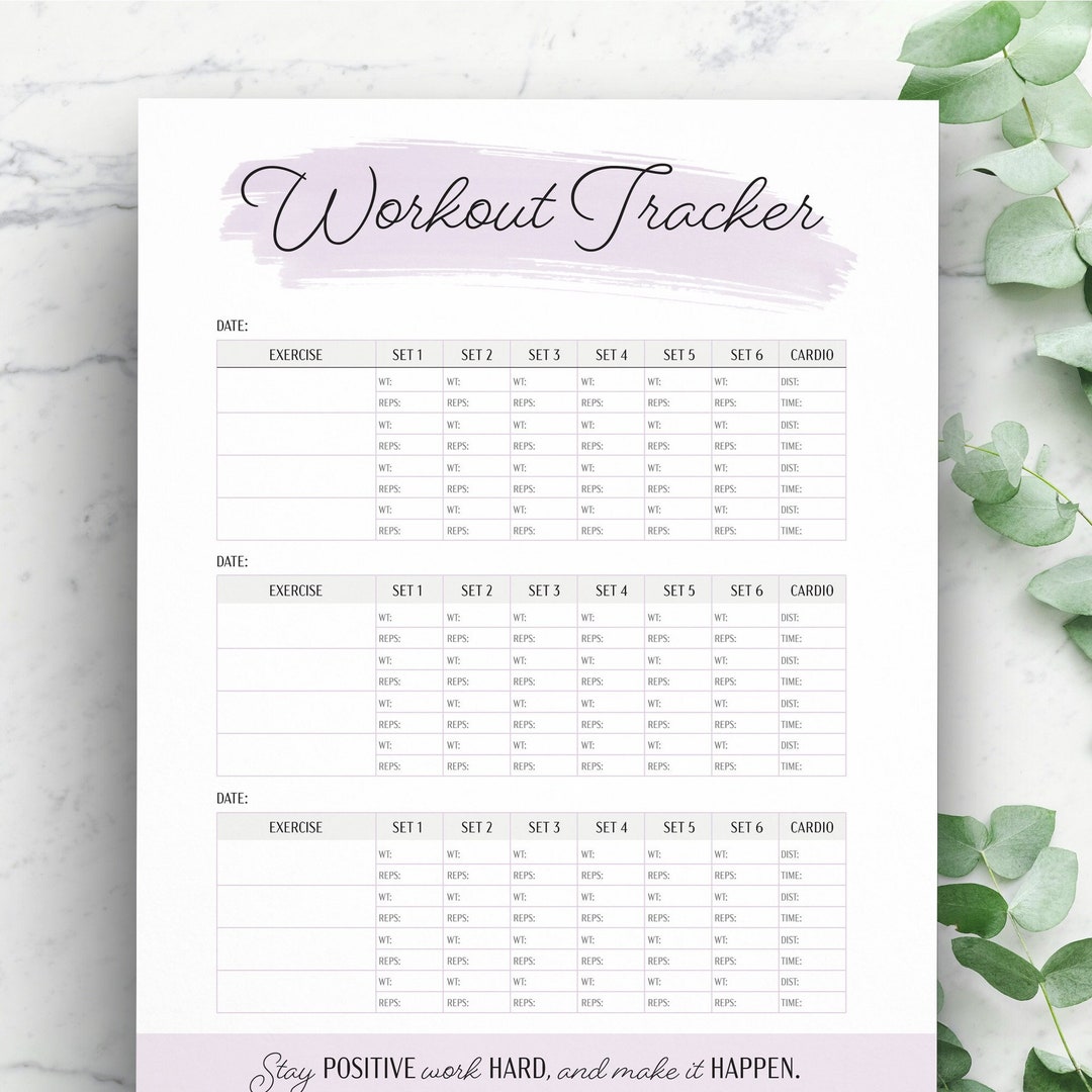 Workout Tracking Spreadsheet Printable Worksheet Template 1-page ...