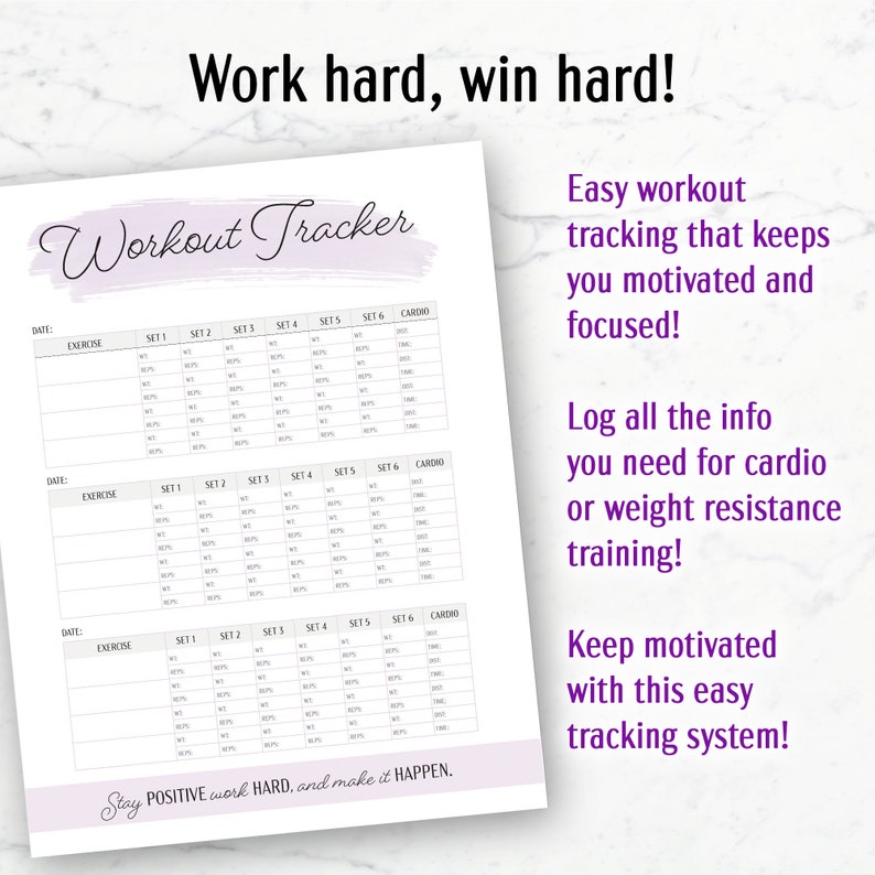 Workout Tracking Spreadsheet Printable Worksheet Template 1-page ...