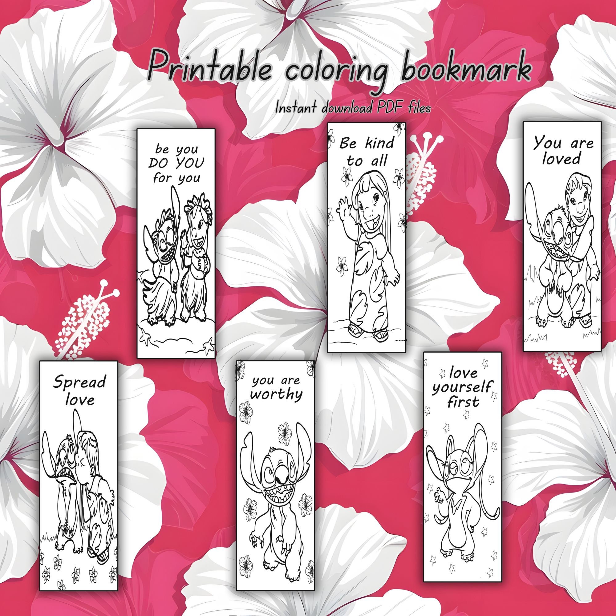 12 Coloring Bookmark Printable School Activity Bookmark for Kids Lilo ...