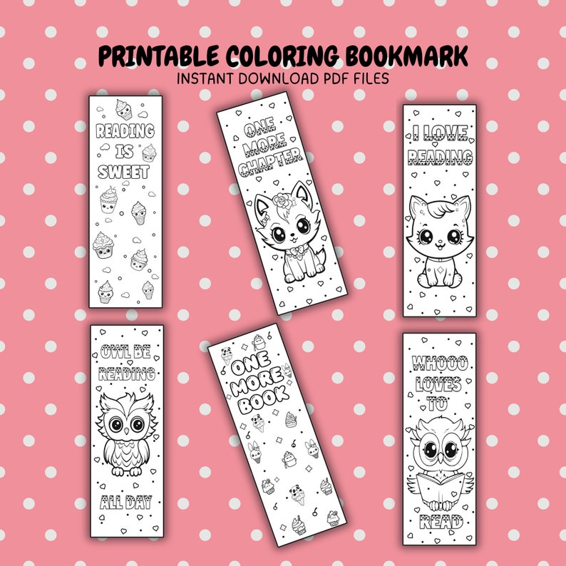 6 Printable Coloring Bookmarks for Kids Color Your Own Bookmarks ...