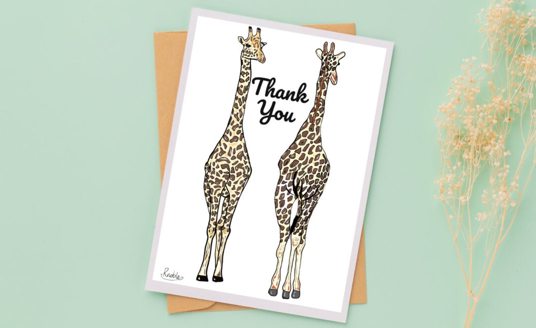 Thank You Giraffe Digital Card - Etsy