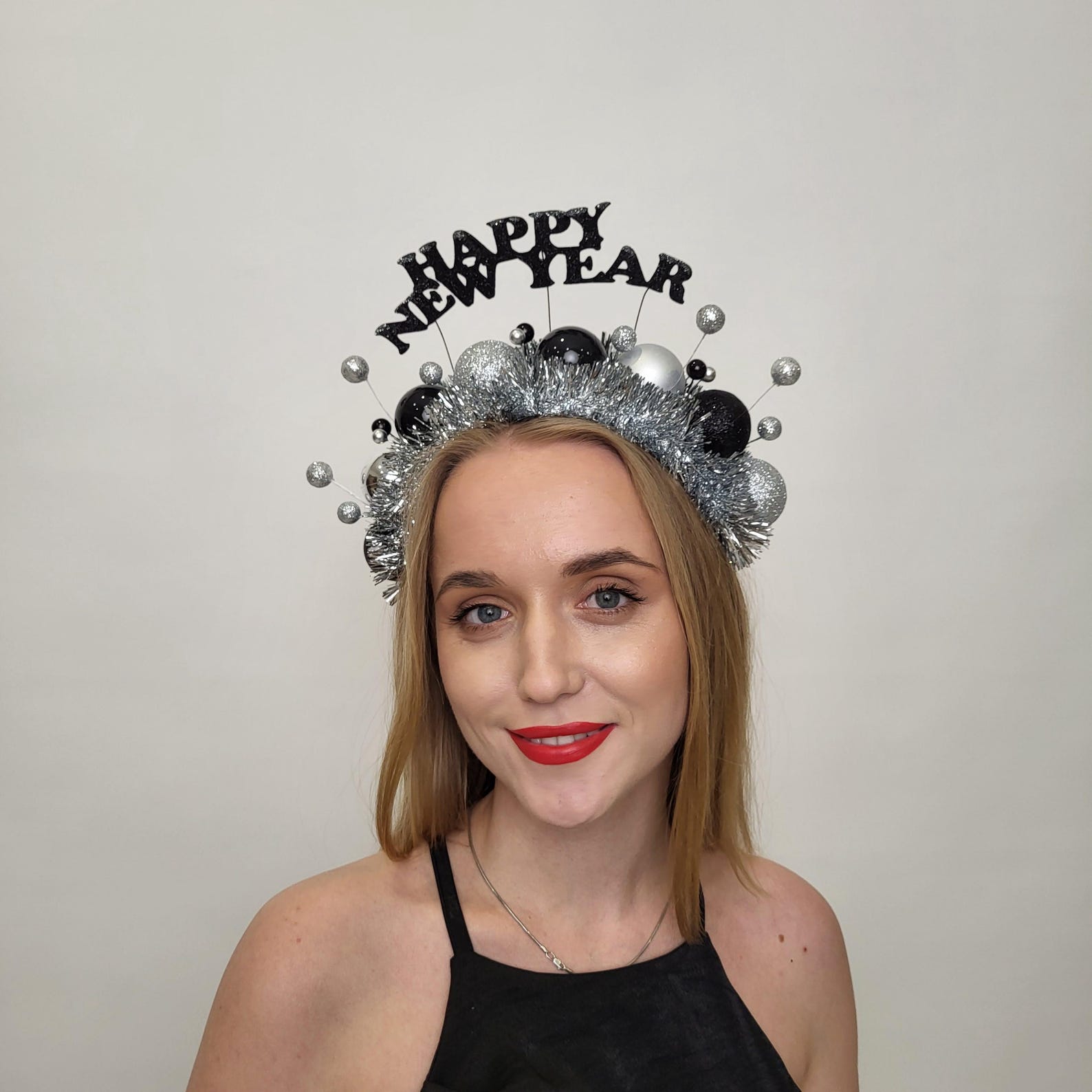 Glitter Happy New Year Headband, Black and Silver New Years Eve Crown ...