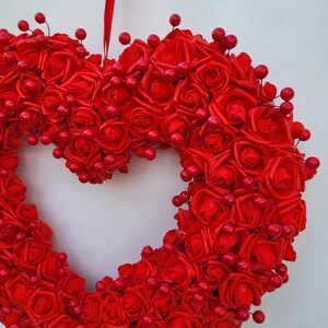 Red Rose HEART WREATH, Valentine Wreath, Heart Shaped Rose Wreath ...