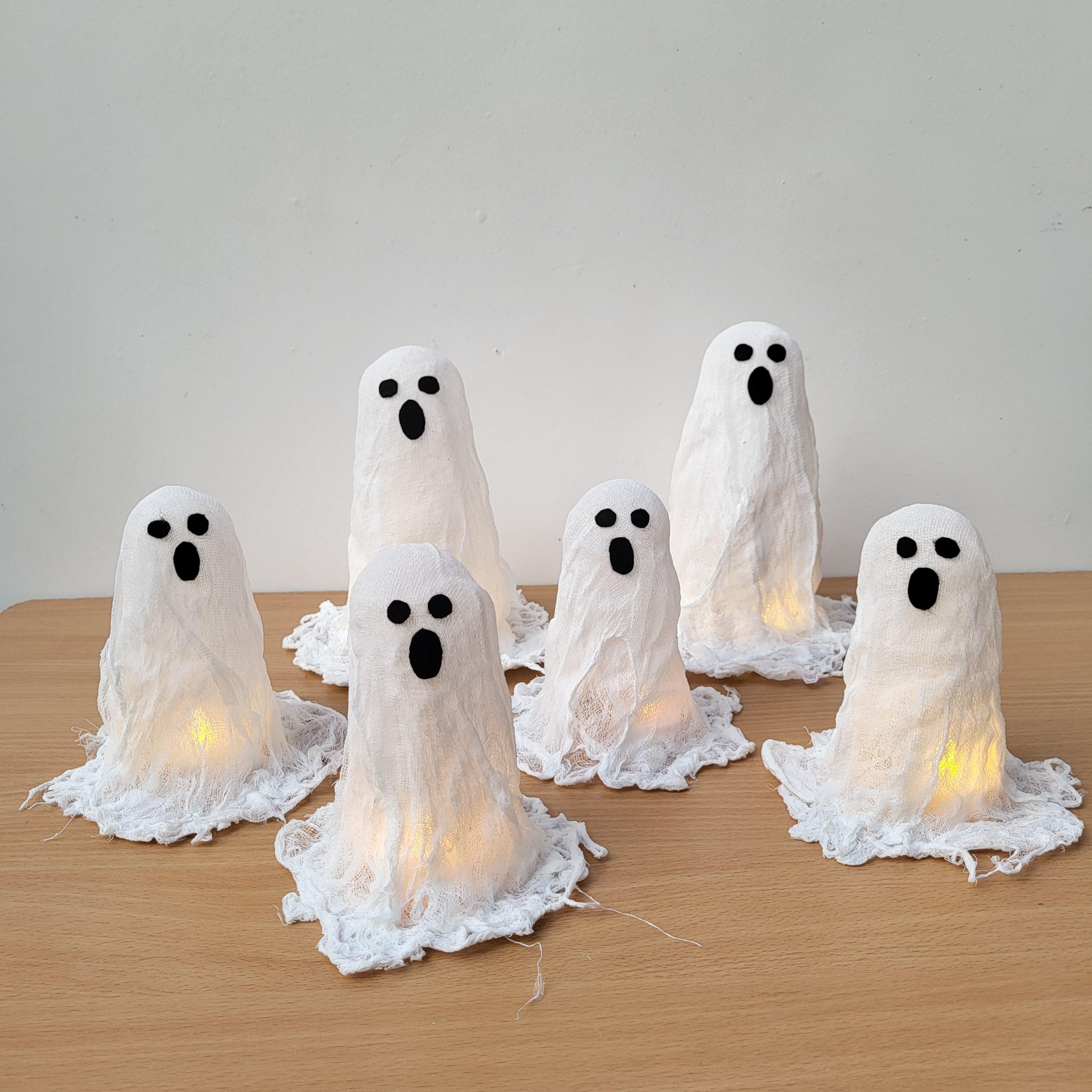 6 Handmade Ghosts Tea Light Holder, Halloween Night Light, Spooky ...