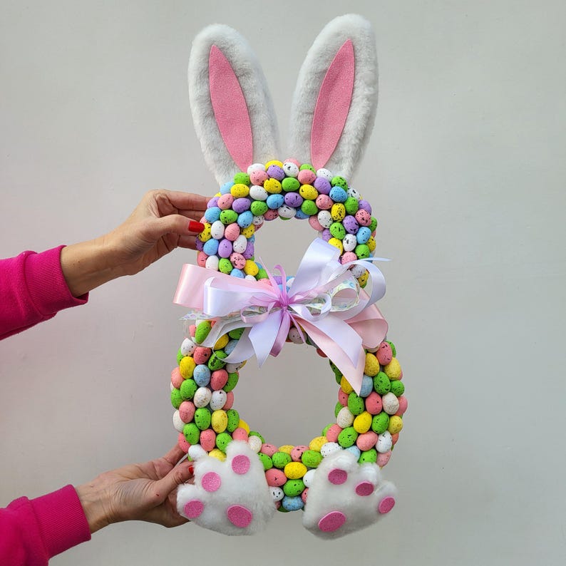 Easter Bunny Wreath, Nursery Easter Decor, Easter Egg Wreath, Bunny ...