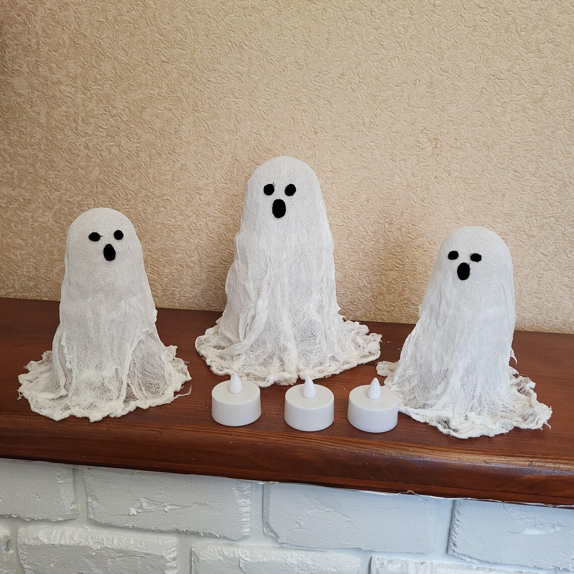6 Handmade Ghosts Tea Light Holder, Halloween Night Light, Spooky ...