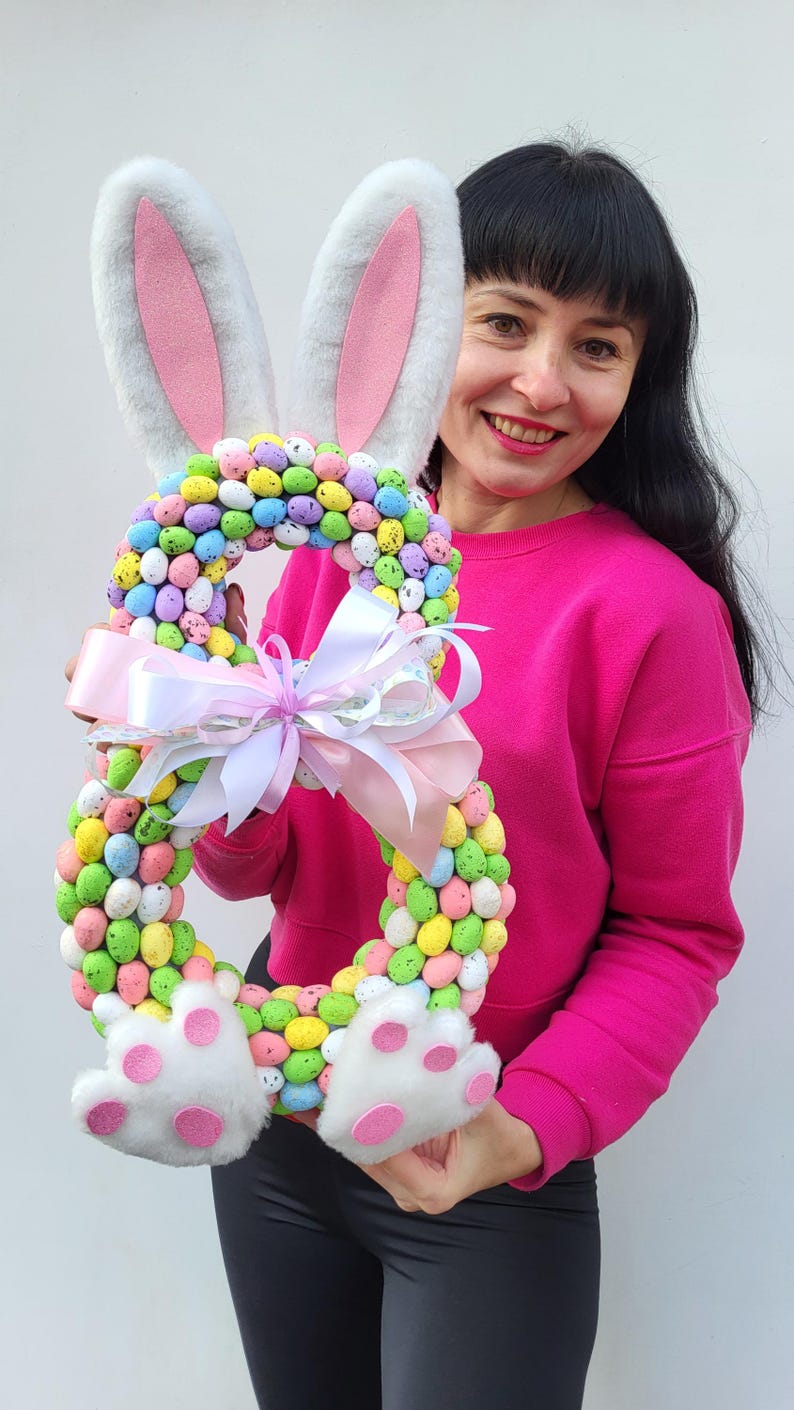 Easter Bunny Wreath, Nursery Easter Decor, Easter Egg Wreath, Bunny ...