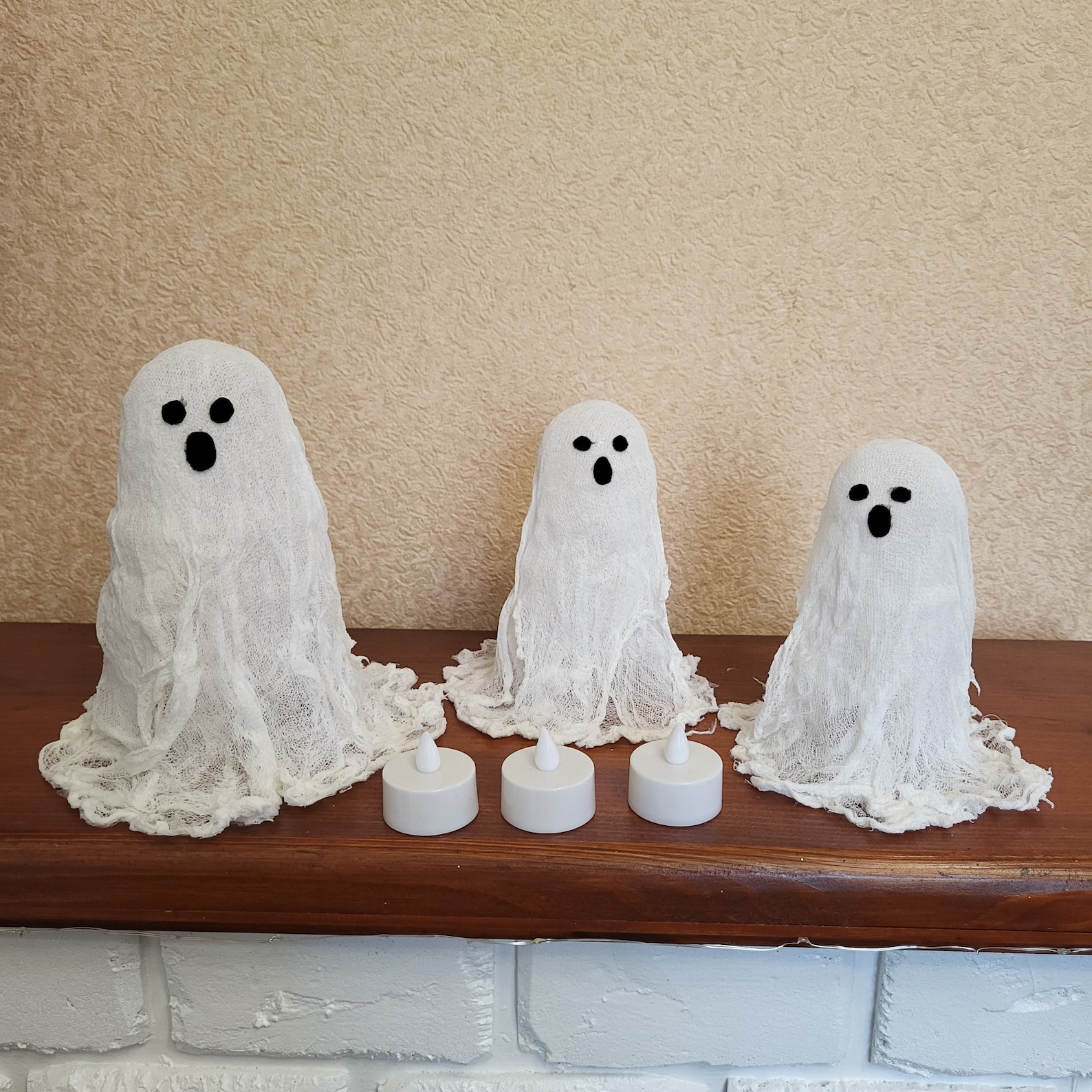 3 Handmade Ghosts Tea Light Holder, Halloween Night Light, Spooky ...